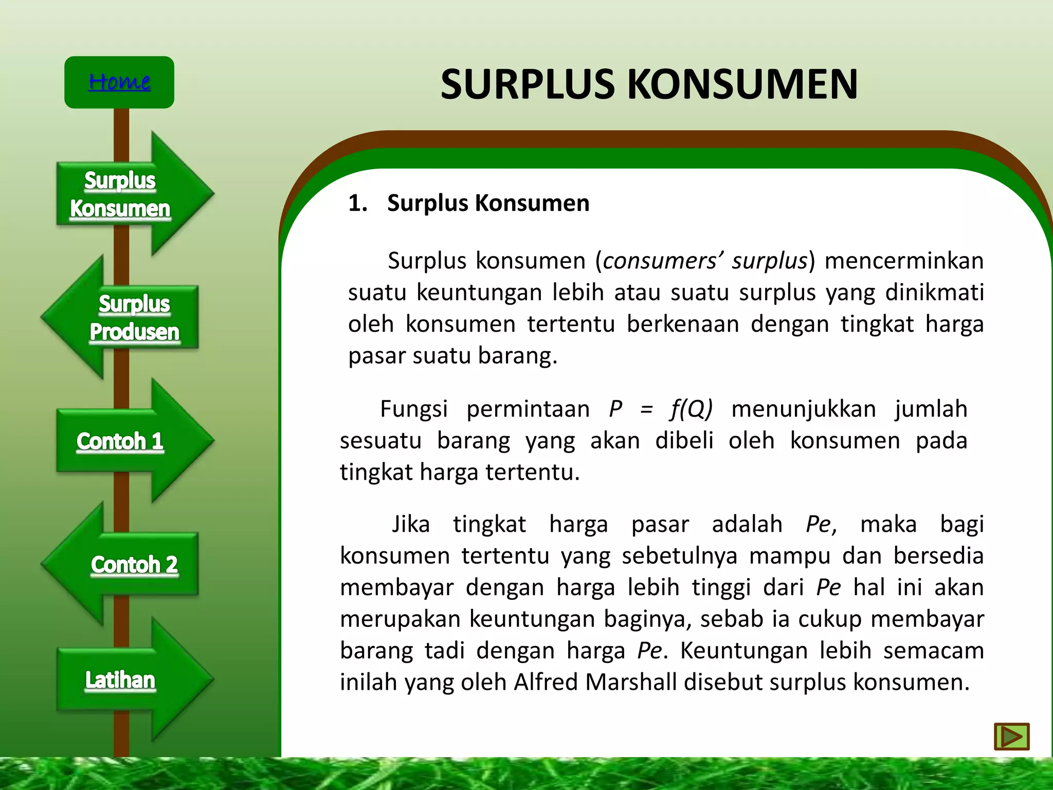 Matematika Ekonomi - surplus konsumen dan surplus produsen | PPTX