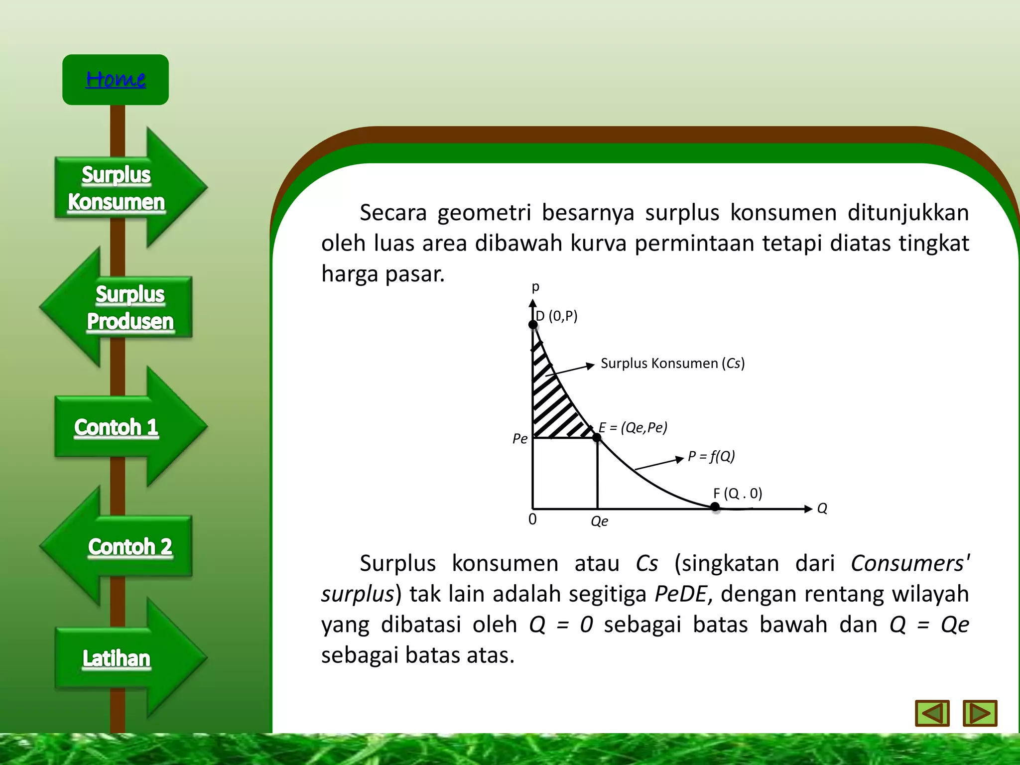 Matematika Ekonomi - surplus konsumen dan surplus produsen | PPTX