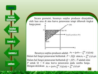 Matematika Ekonomi - surplus konsumen dan surplus produsen | PPTX