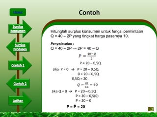 Matematika Ekonomi - surplus konsumen dan surplus produsen | PPTX