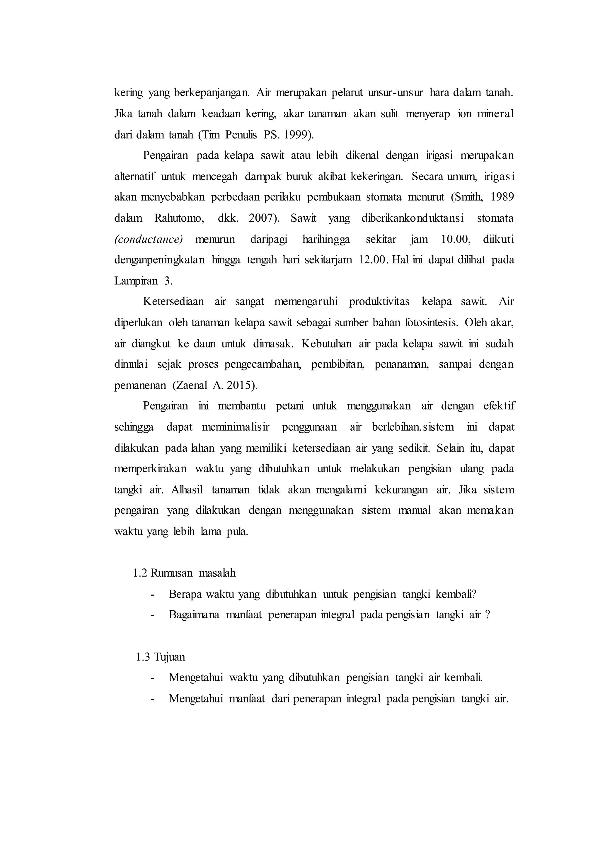 penerapan integral tentu pada pengairan pembibitan perkebunana kelapa ...