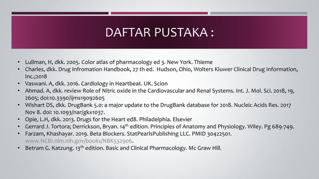 Profil obat cardiovaskular CCB, nitrat, Beta blocker | PPT