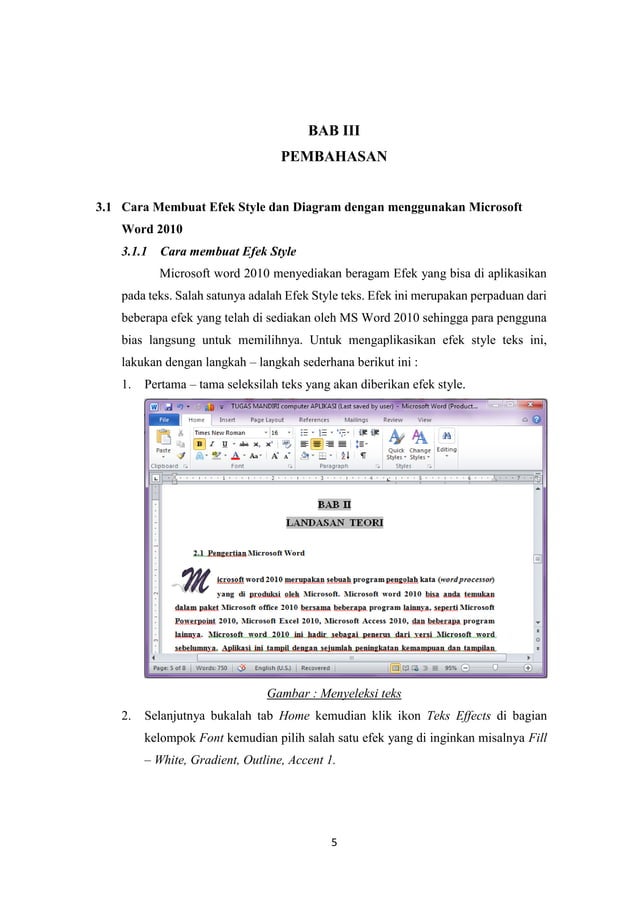 Microsft Office 2010 (Word dan Excel) - Aplikasi Komputer (Makalah) | PDF