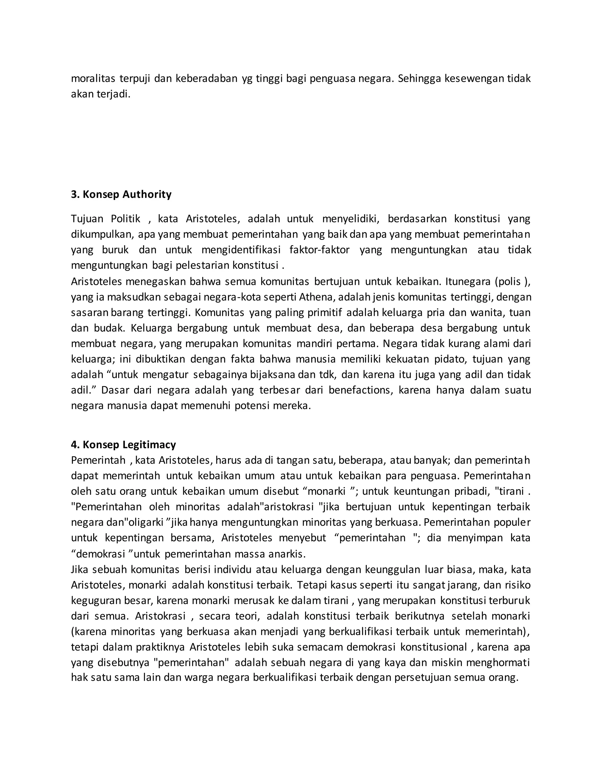 KONSEP POLITIK ARISTOTELES | DOCX