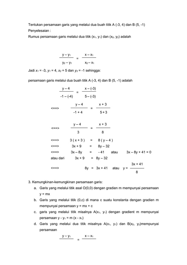 Kelompok ii persamaan garis lurus | DOCX