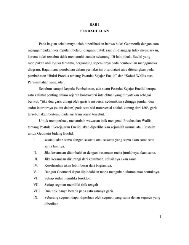 Proclus dan Wallis pada geometri Euclid | PDF