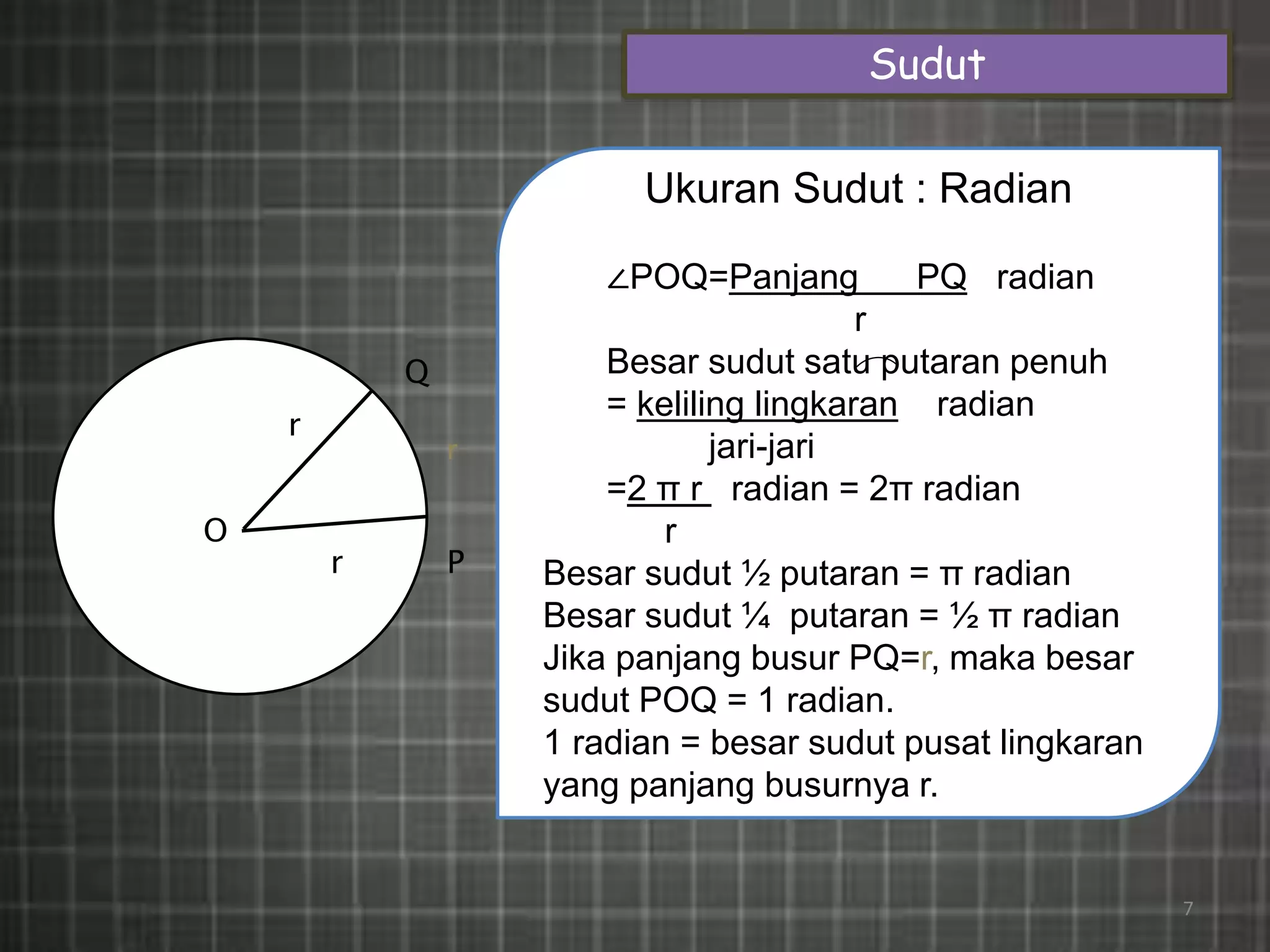 sudut dalam radian | PPTX