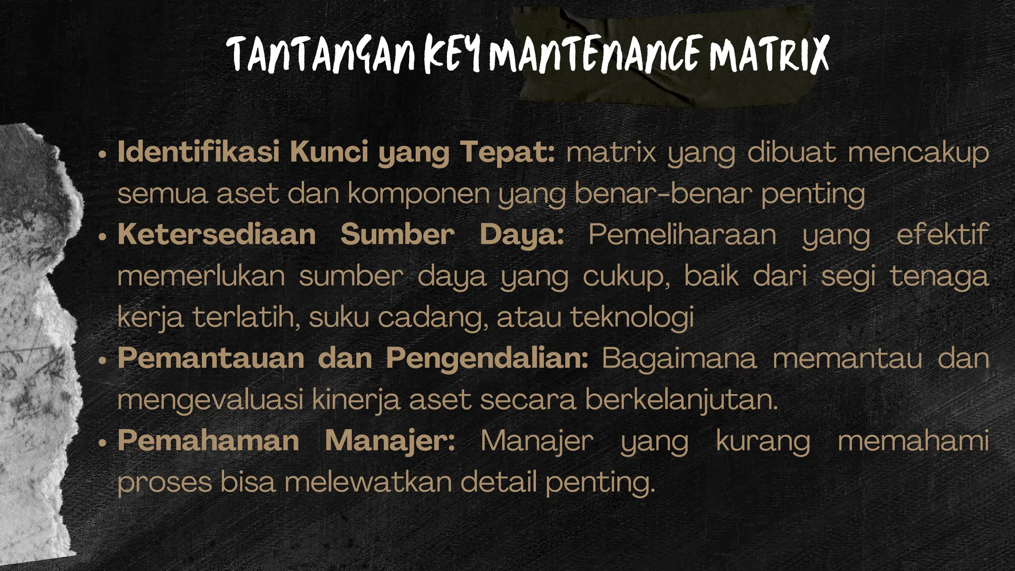 Materi Manajemen Perawatan Key Maintenance Matrix | PDF