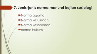 Pengertian, Fungsi, ciri-ciri, sumber, dan manfaat norma .pptx