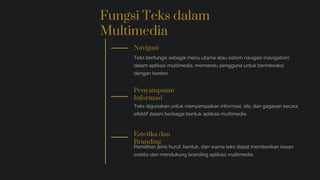 Teks dalam multimedia:elemen penting untuk komunikasi yg efektif | PPTX