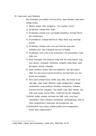 Kelompok surat dan ayat makkiyah, tanda – tanda surat makkiyah, macam ...