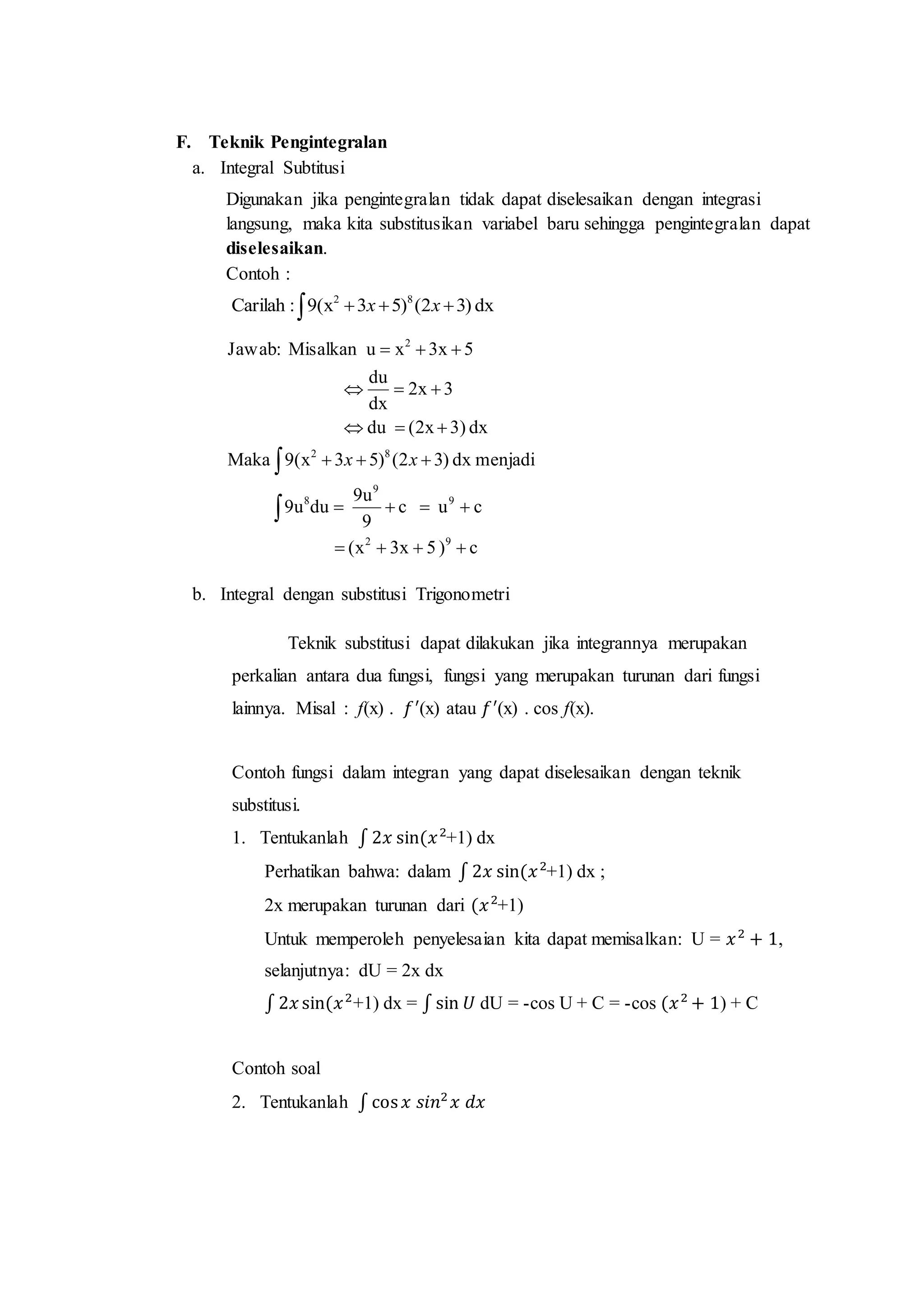 Pelajari Konsep Dasar Integral dalam Penyelesaian Masalah | PDF