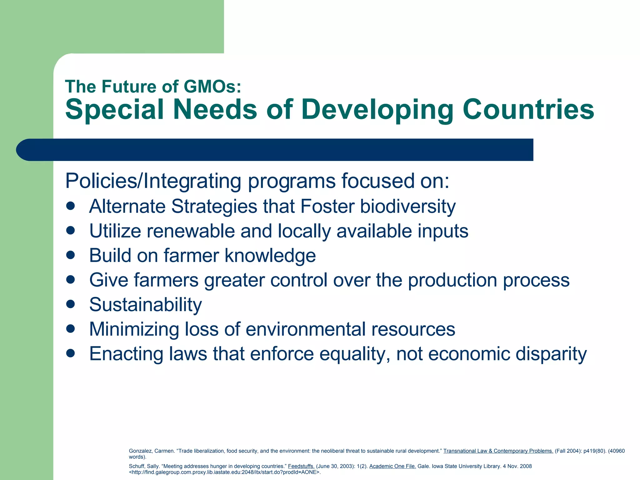 Genetically Modified Organisms: Impact on Developing Nations | PPT