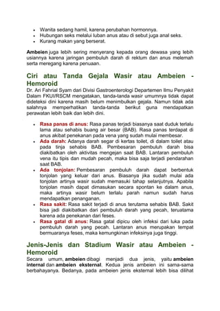 Keluar benjolan wasir saat bab apa sudah parah | PDF