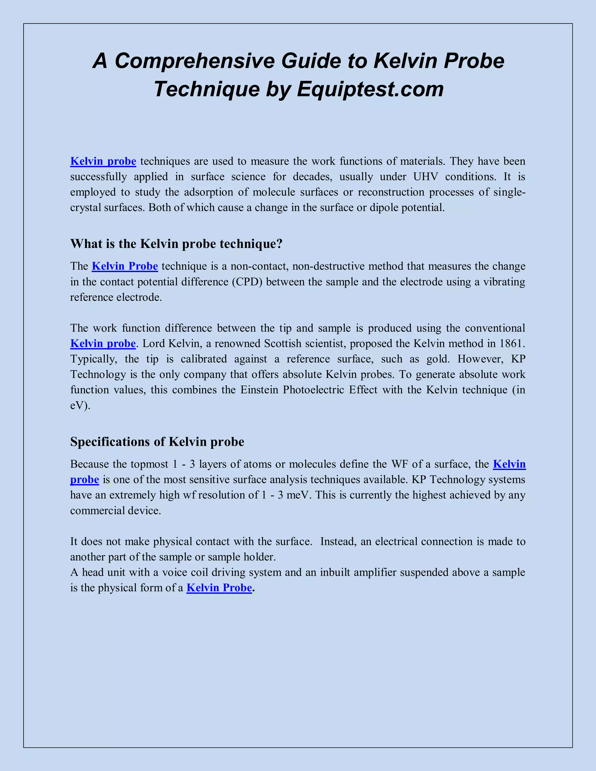 kelvin probe- Equiptest.com