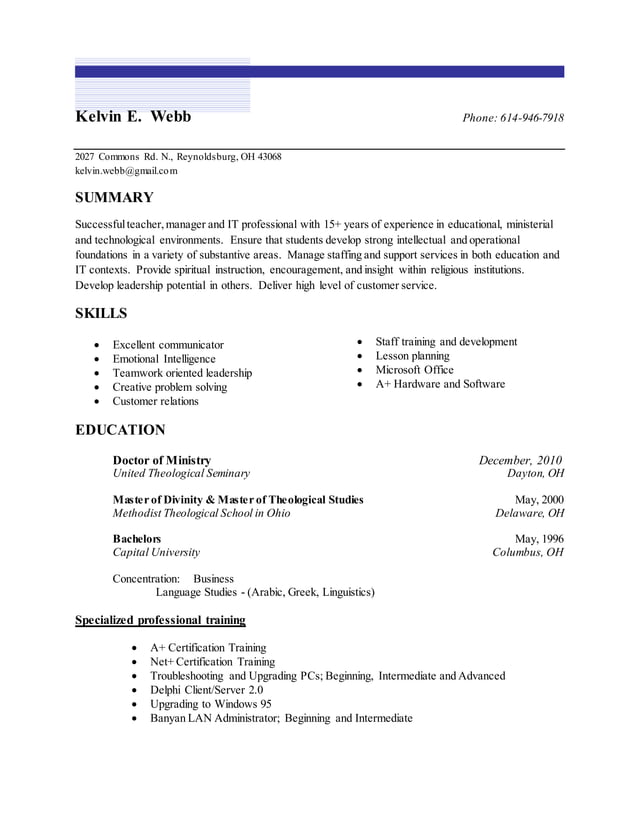 Kelvin resume 2019 | DOCX | Professional School | Postgraduate Education