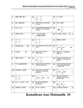 Kemahiran asas matematik | DOC