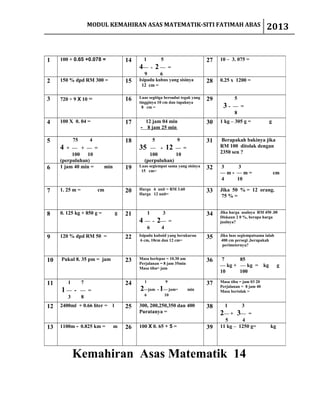 Kemahiran asas matematik | DOC