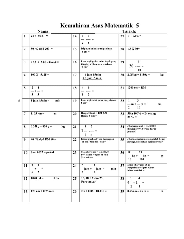 Kemahiran asas matematik | PDF