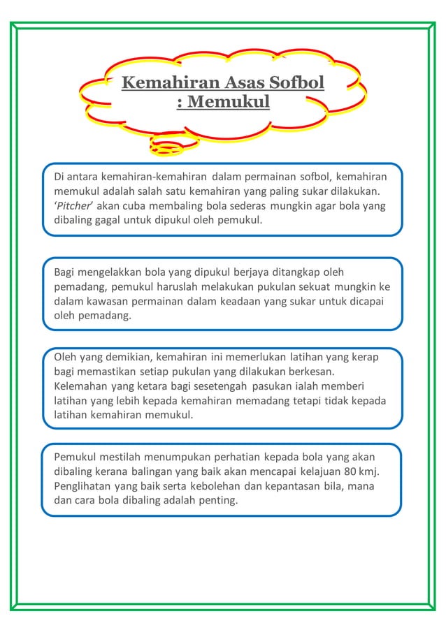 Kemahiran asas sofbol memukul | DOC