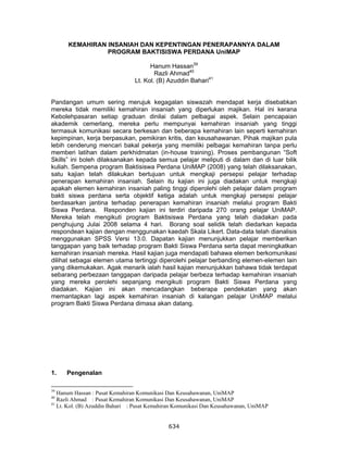 Kemahiran insaniah dan kepentingan penerapannya dalam program baktisiswa perdana uni map | PDF