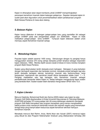 Kemahiran insaniah dan kepentingan penerapannya dalam program baktisiswa perdana uni map | PDF