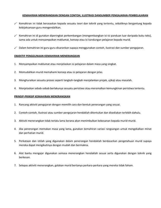Kemahiran menerangkan dengan contoh, ilustrasi | DOCX