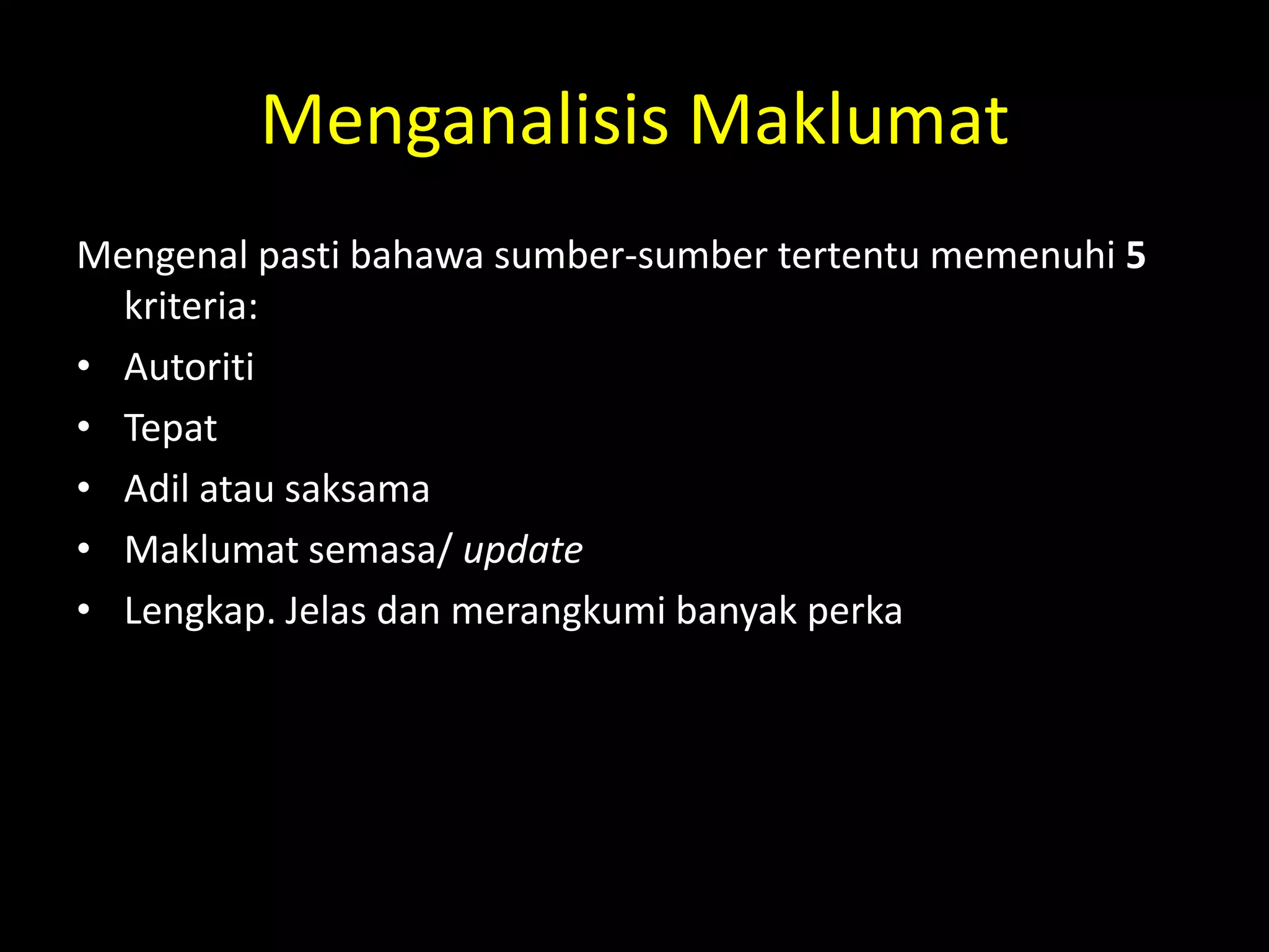 Kemahiran menganalisis maklumat | PPTX
