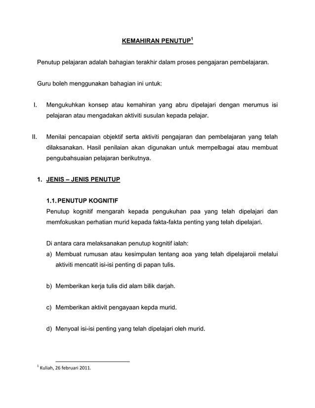 Kemahiran penutup | DOCX