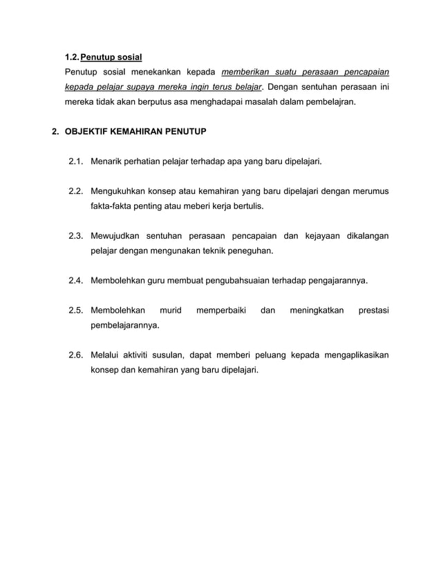 Kemahiran penutup | DOCX