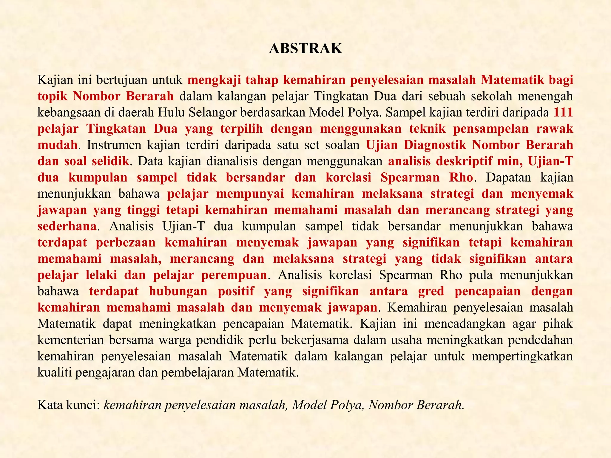 Kemahiran penyelesaian masalah nombor berarah berdasarkan model polya ...