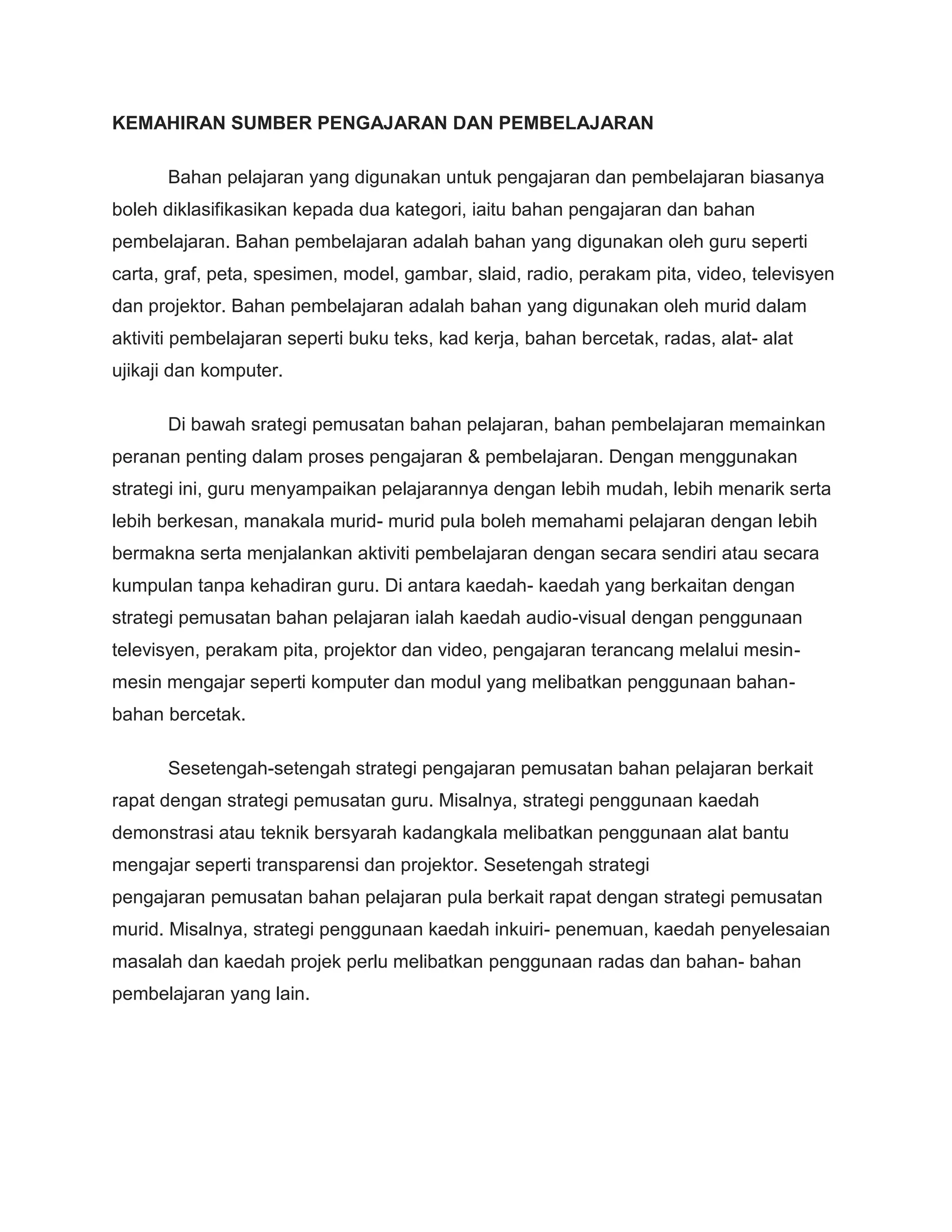 Kemahiran sumber pengajaran dan pembelajaran | DOCX