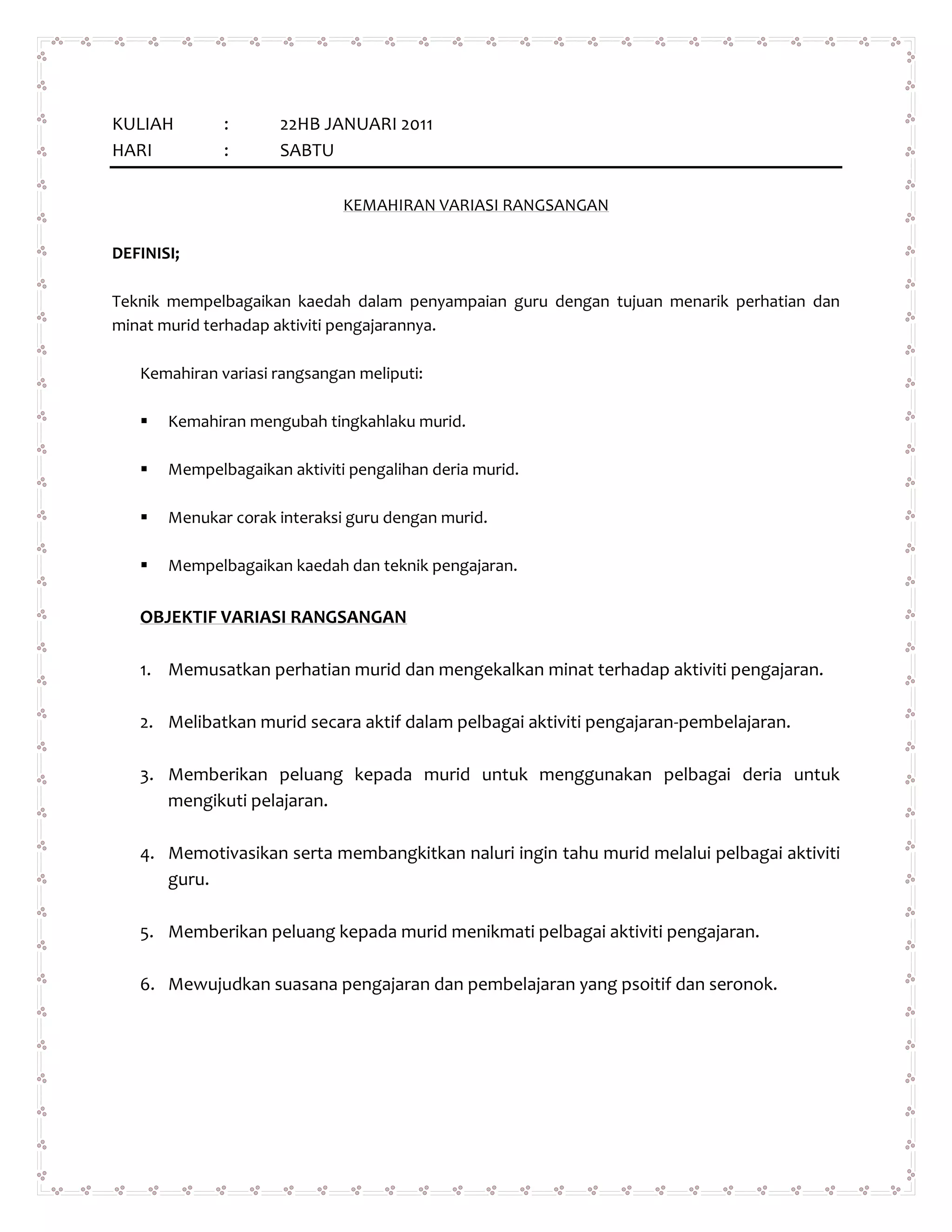 Kemahiran variasi rangsangan | DOCX