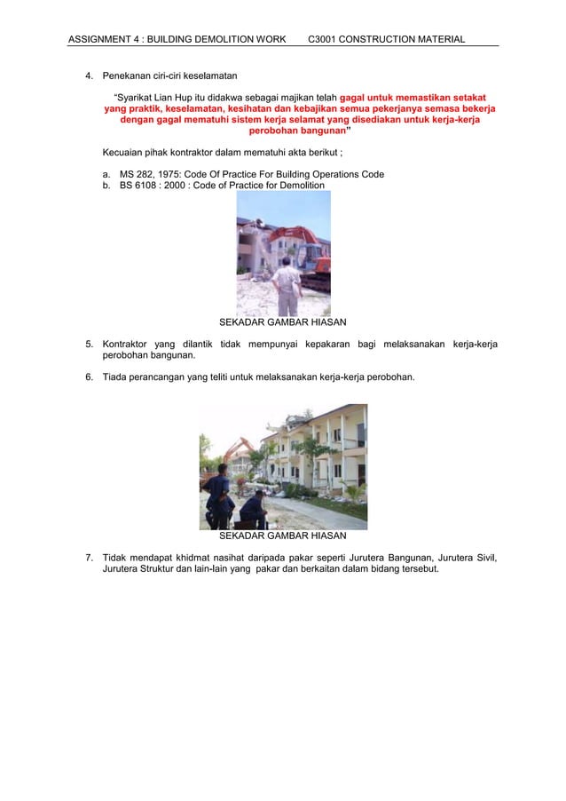 Kemalangan akibat kerja perobohan | DOCX