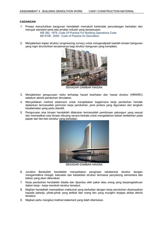 Kemalangan akibat kerja perobohan | DOCX