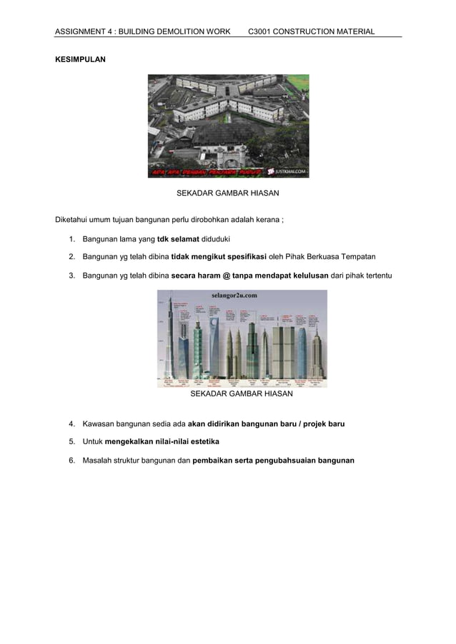 Kemalangan akibat kerja perobohan | DOCX