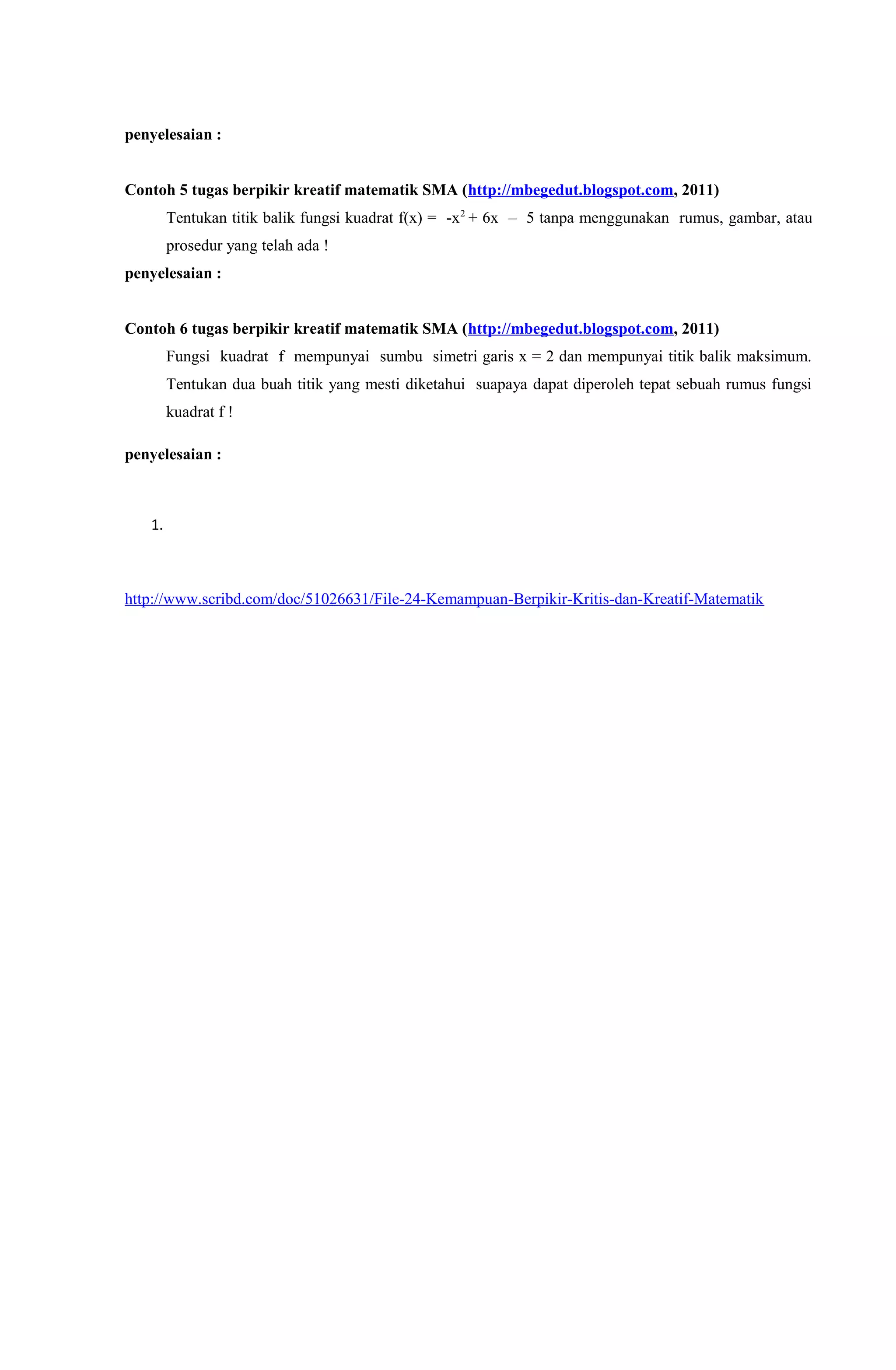 Kemampuan berpikir kritis, kreatif dan pemecahan masalah | PDF