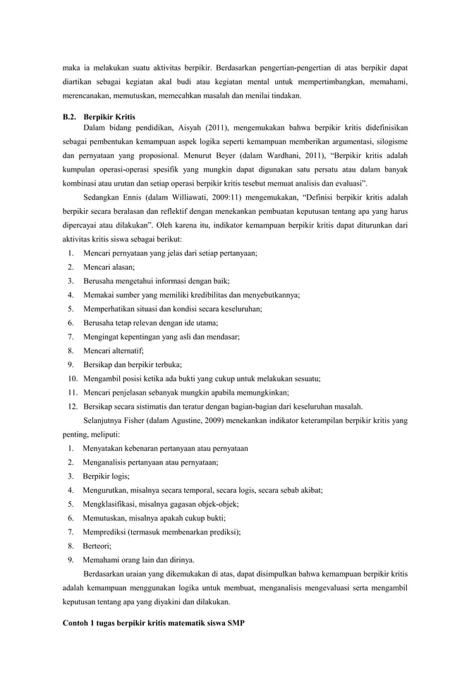 Kemampuan berpikir kritis, kreatif dan pemecahan masalah | PDF