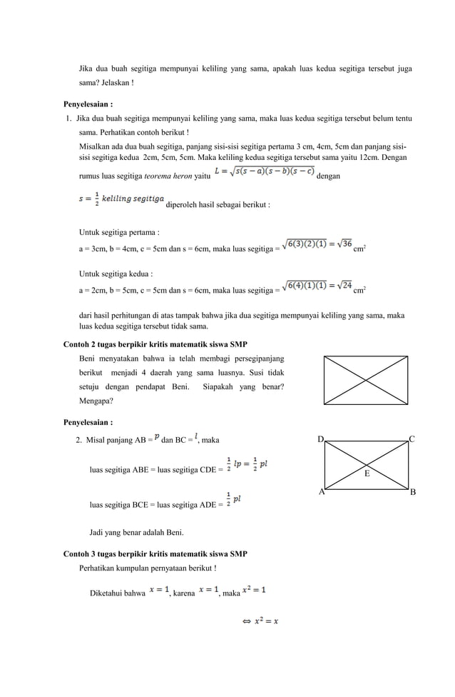 Kemampuan berpikir kritis, kreatif dan pemecahan masalah | PDF