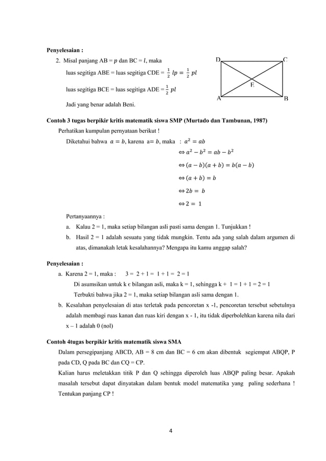 Kemampuan berpikir kritis, kreatif dan pemecahan masalah | DOCX