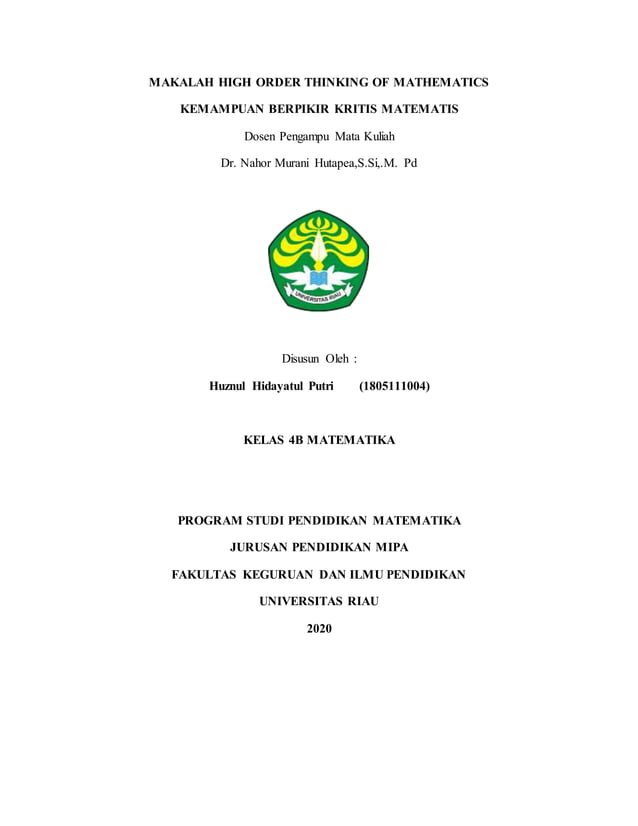 Kemampuan berpikir kritis matematis | PDF