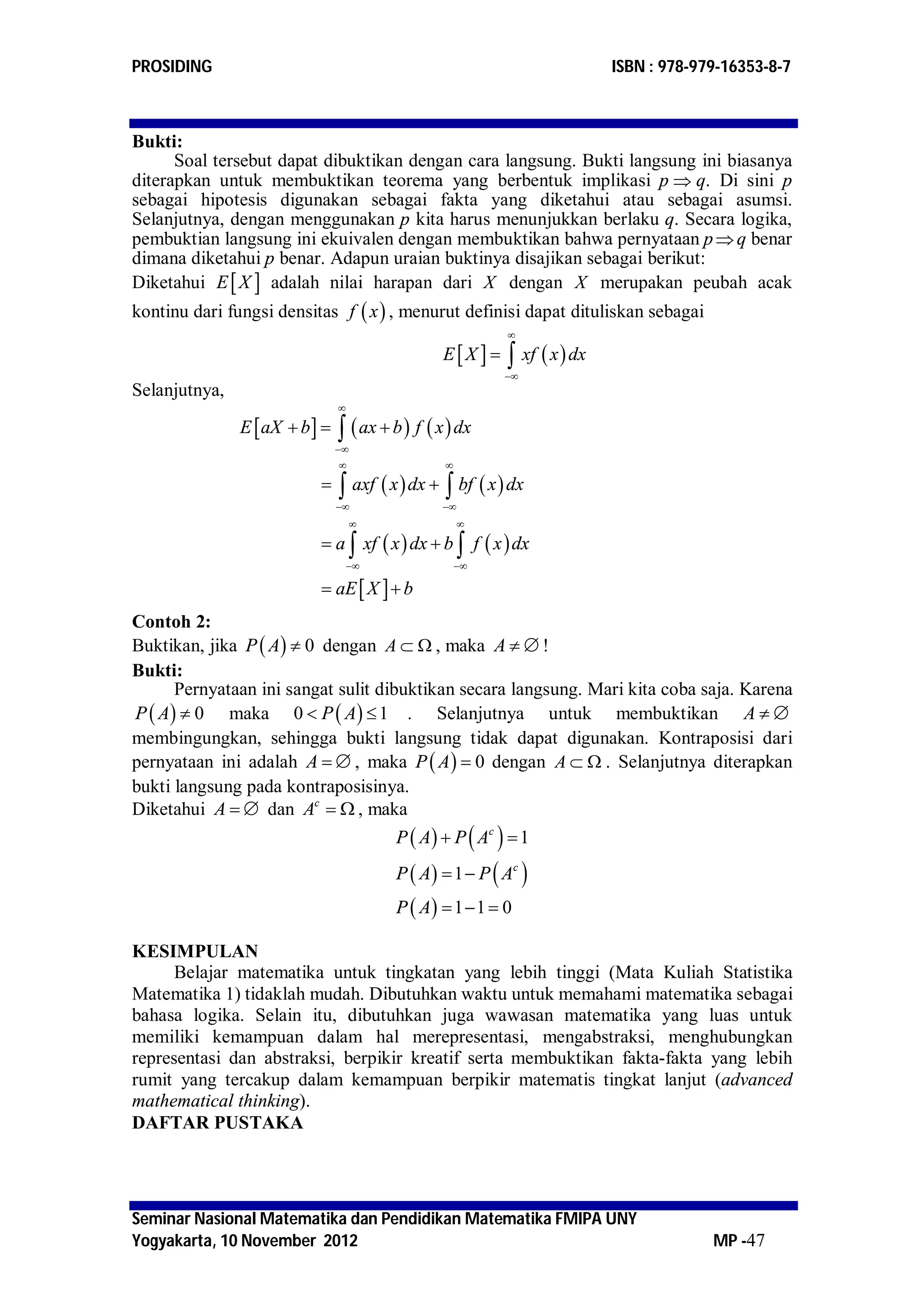 Kemampuan berpikir matematis tingkat lanjut | PDF