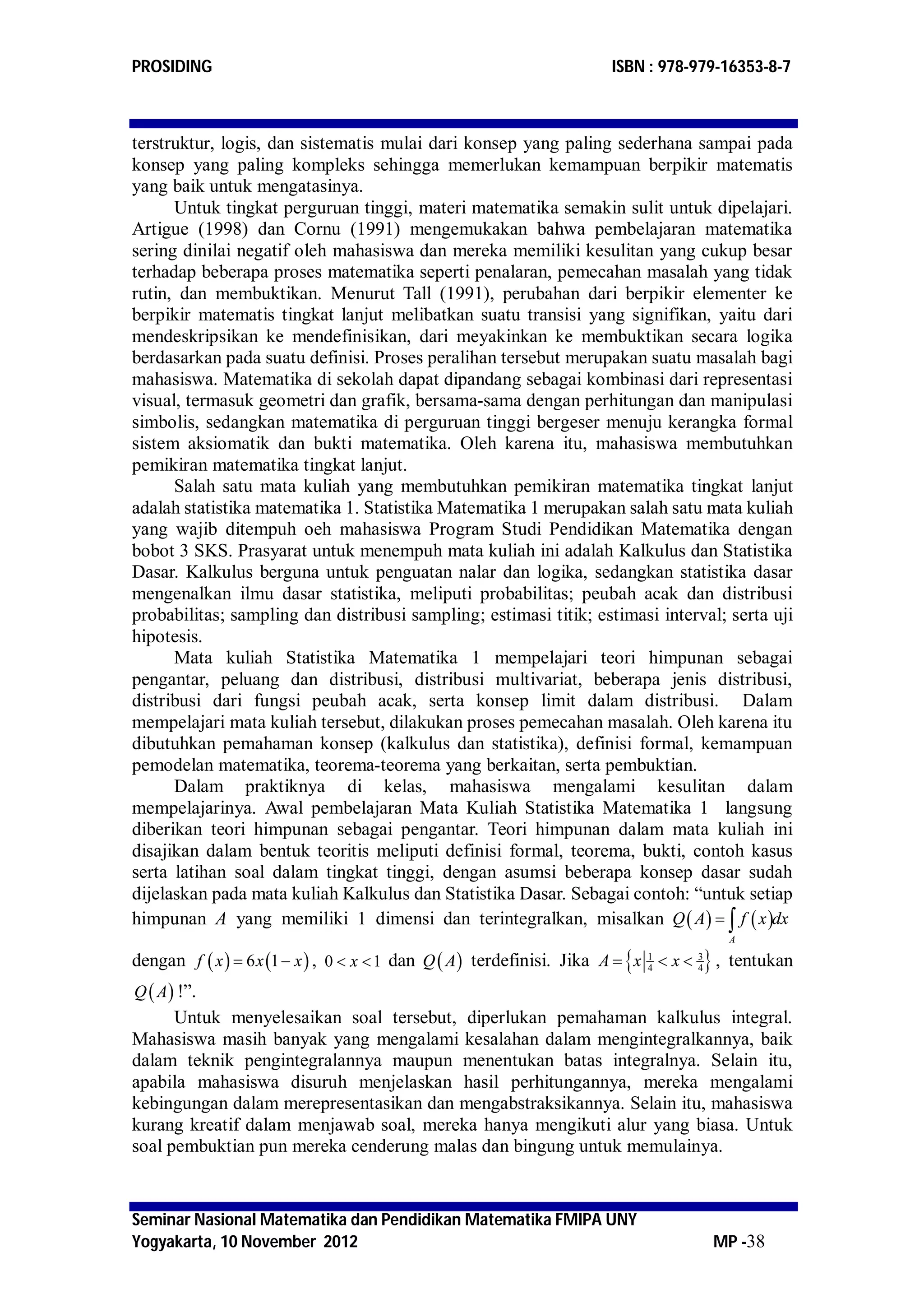 Kemampuan berpikir matematis tingkat lanjut | PDF