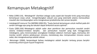 KEMAMPUAN BERPIKIR REFLEKTIF, KRITIS MATEMATIS DAN METAKOGNITIF ...
