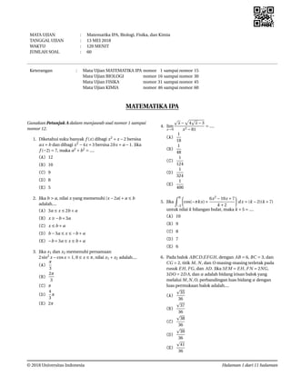 Kemampuan ipa 1 2018 | PDF