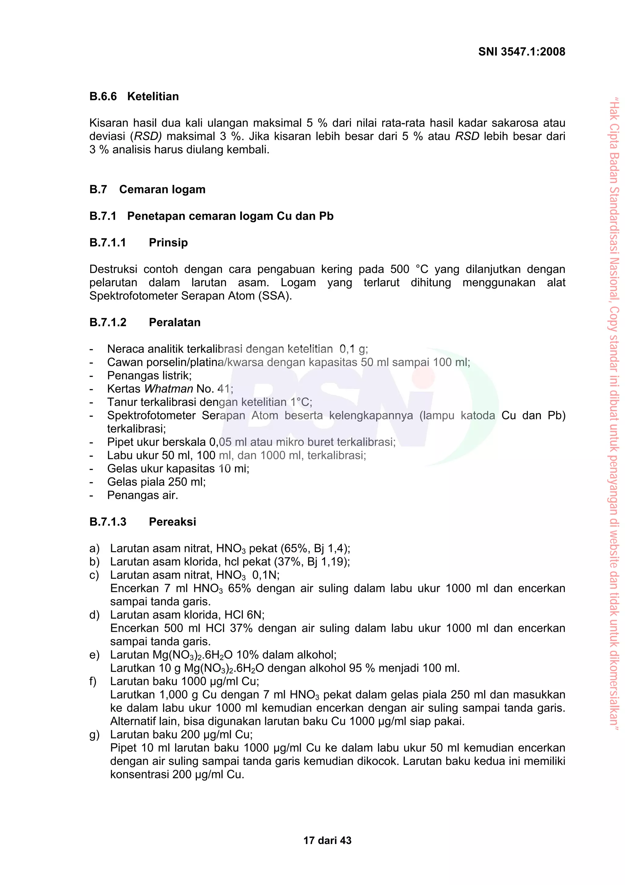 Kembang gula keras 2968 sni 3547.1_2008 | PDF