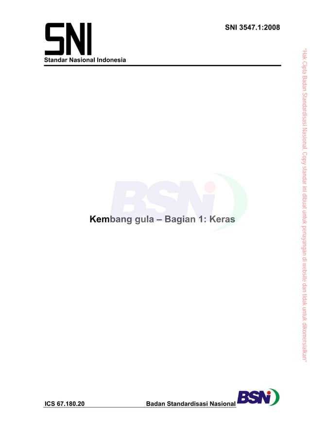 Kembang gula keras 2968 sni 3547.1_2008 | PDF