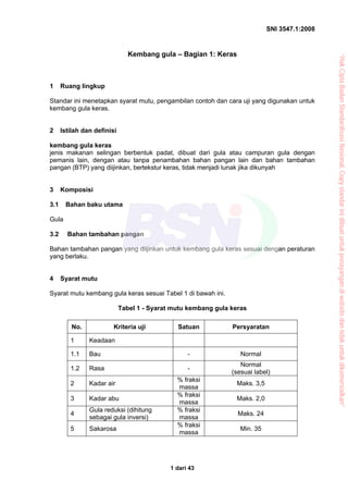 Kembang gula keras 2968 sni 3547.1_2008 | PDF