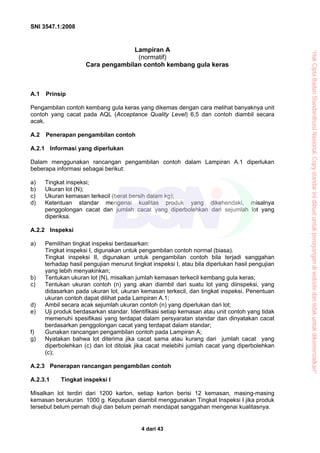 Kembang gula keras 2968 sni 3547.1_2008 | PDF