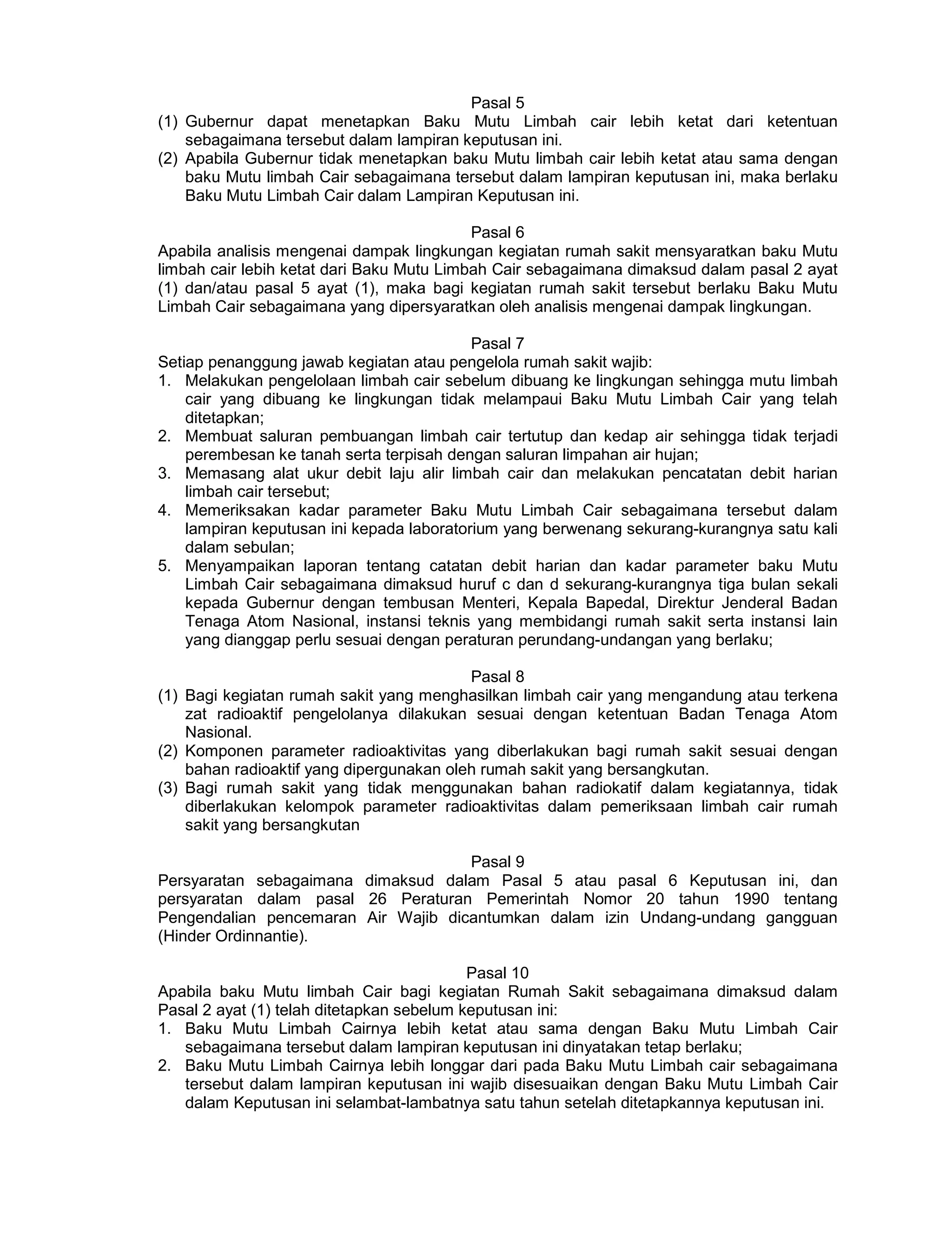 Kepmeneg Lingkungan Hidup No.58 Tahun 1995 tentang Baku Mutu Limbah ...